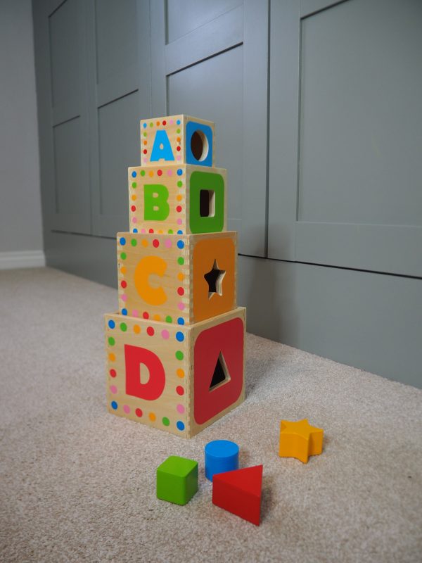 Wooden Stacking Cubes Shape Sorter | Jumini Wooden Toys UK