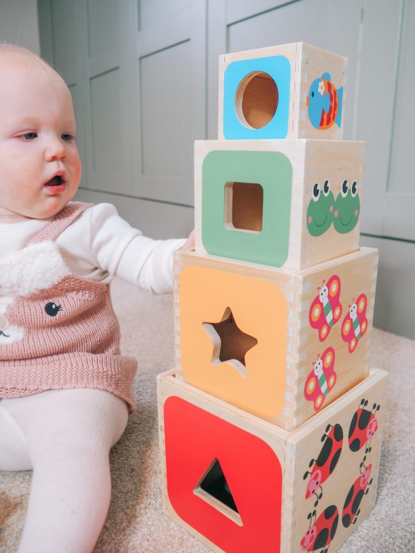 Wooden Stacking Cubes Shape Sorter | Jumini Wooden Toys UK