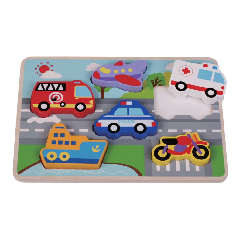 Wooden Chunky Traffic Puzzle | Jumini Wooden Toys UK
